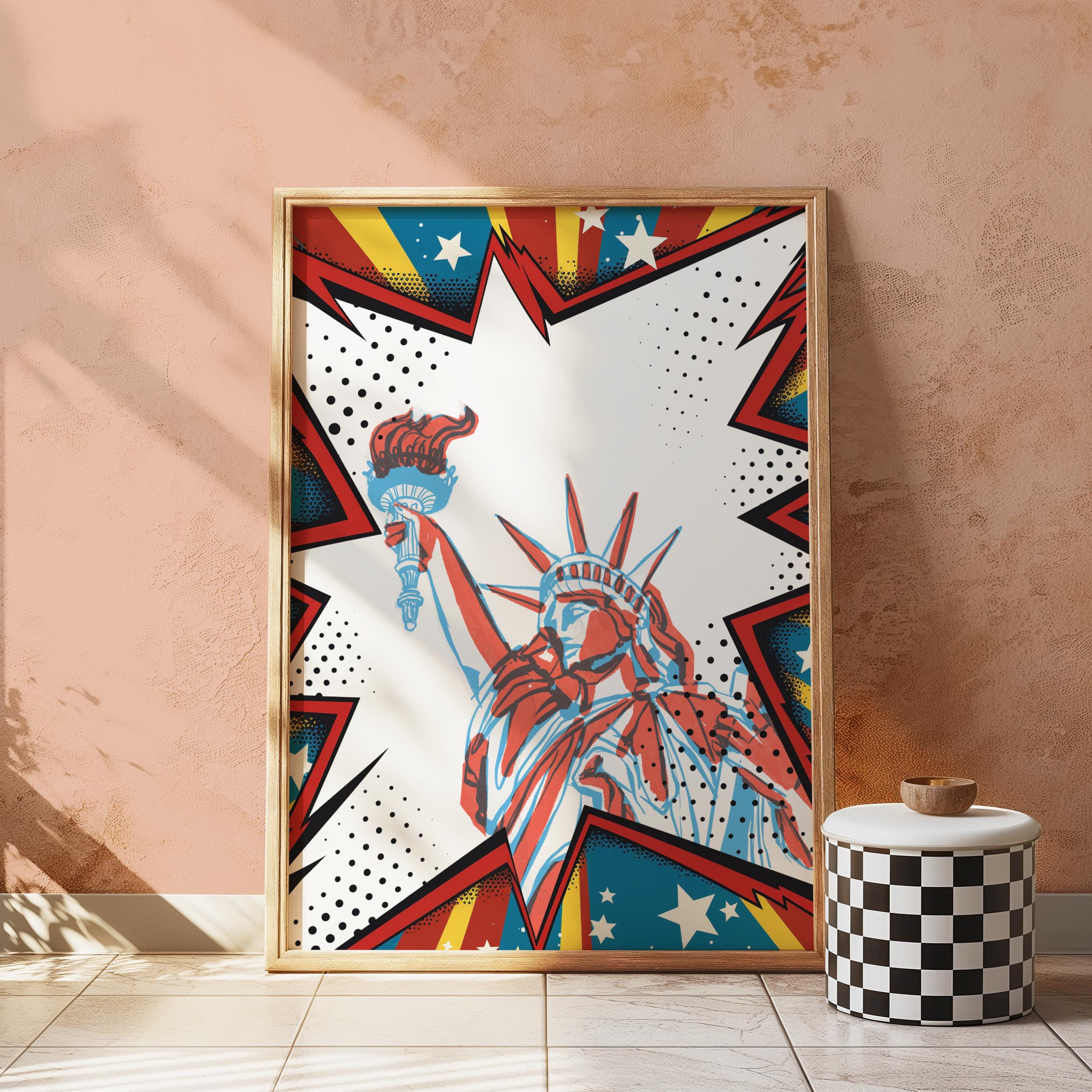 Statue of Liberty Pop Art Print, Modern NYC Decor, Lady Liberty Poster ...