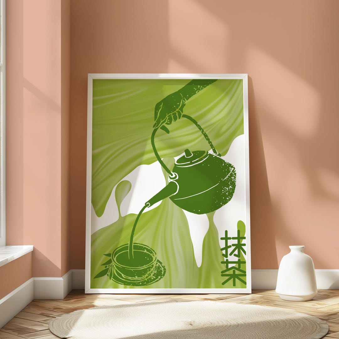 Matcha Tea Art Print, Chinese Character, Asian Food Prints, Tea Room ...