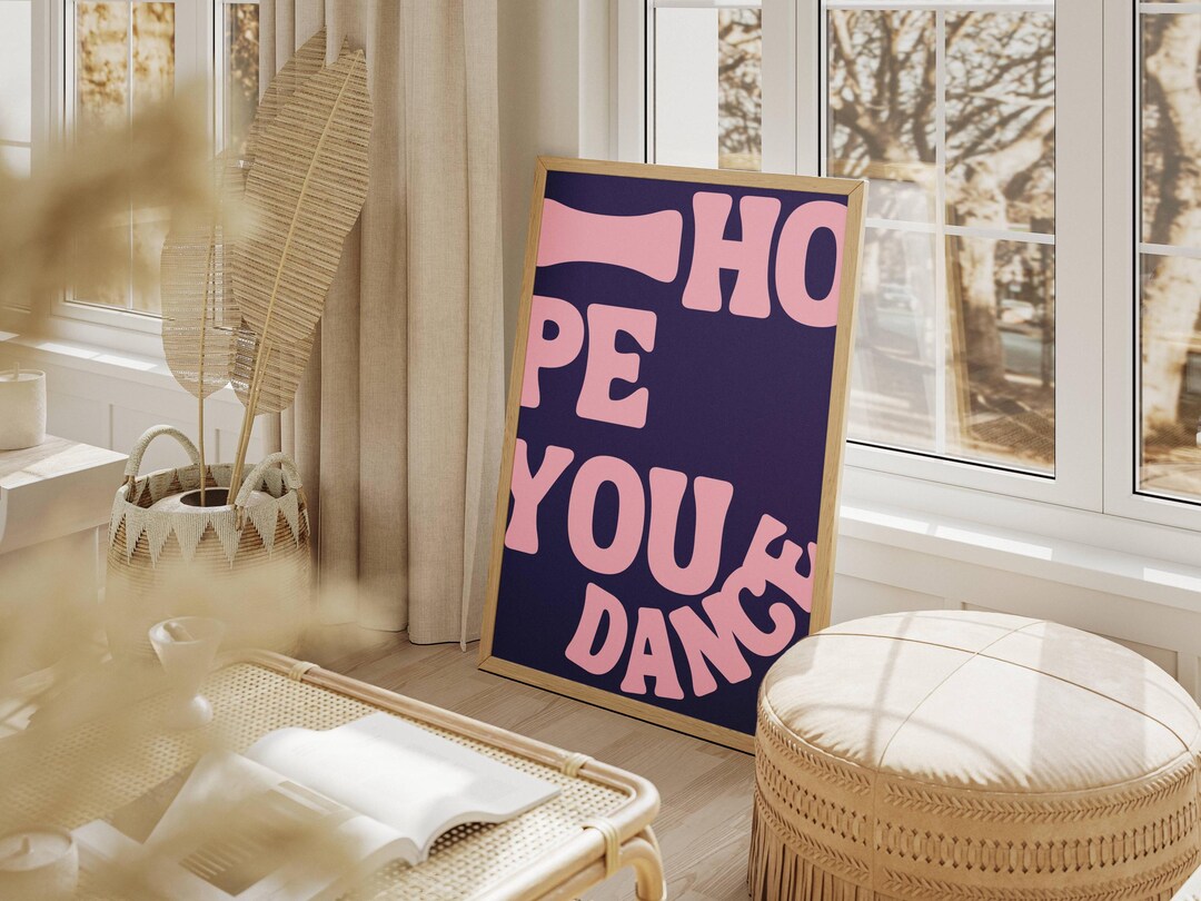 I Hope You Dance Poster - Bold Pink Retro Art Deco Print for Yoga ...
