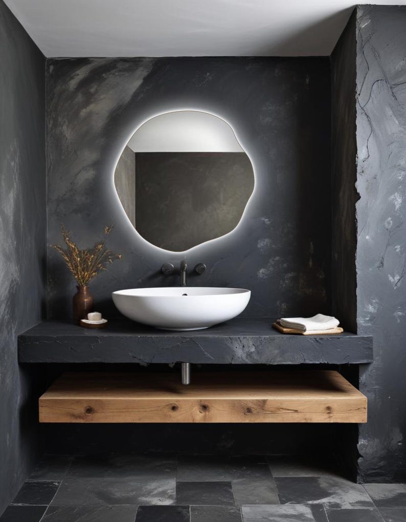 Oval LED Lighted Arc Shaped Bathroom Mirror / Modern Oval Curved LED ...