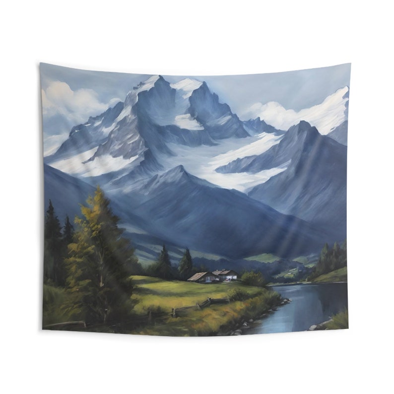 Indoor Wall Tapestries: Swiss Serenade swiss Alps, Mountain Serenity ...