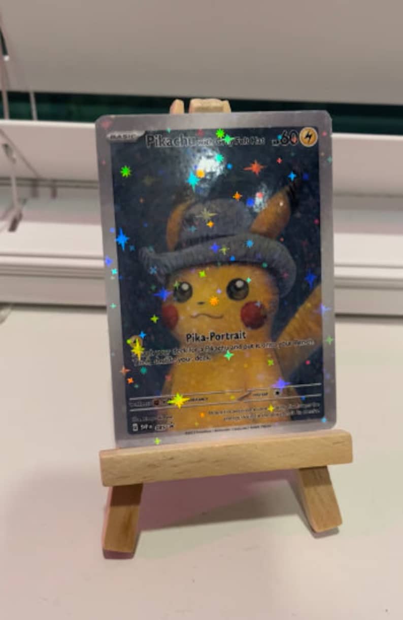 Pikachu Van Gogh Card With Grey Felt Hat Pokemon Anime Trading Card ...