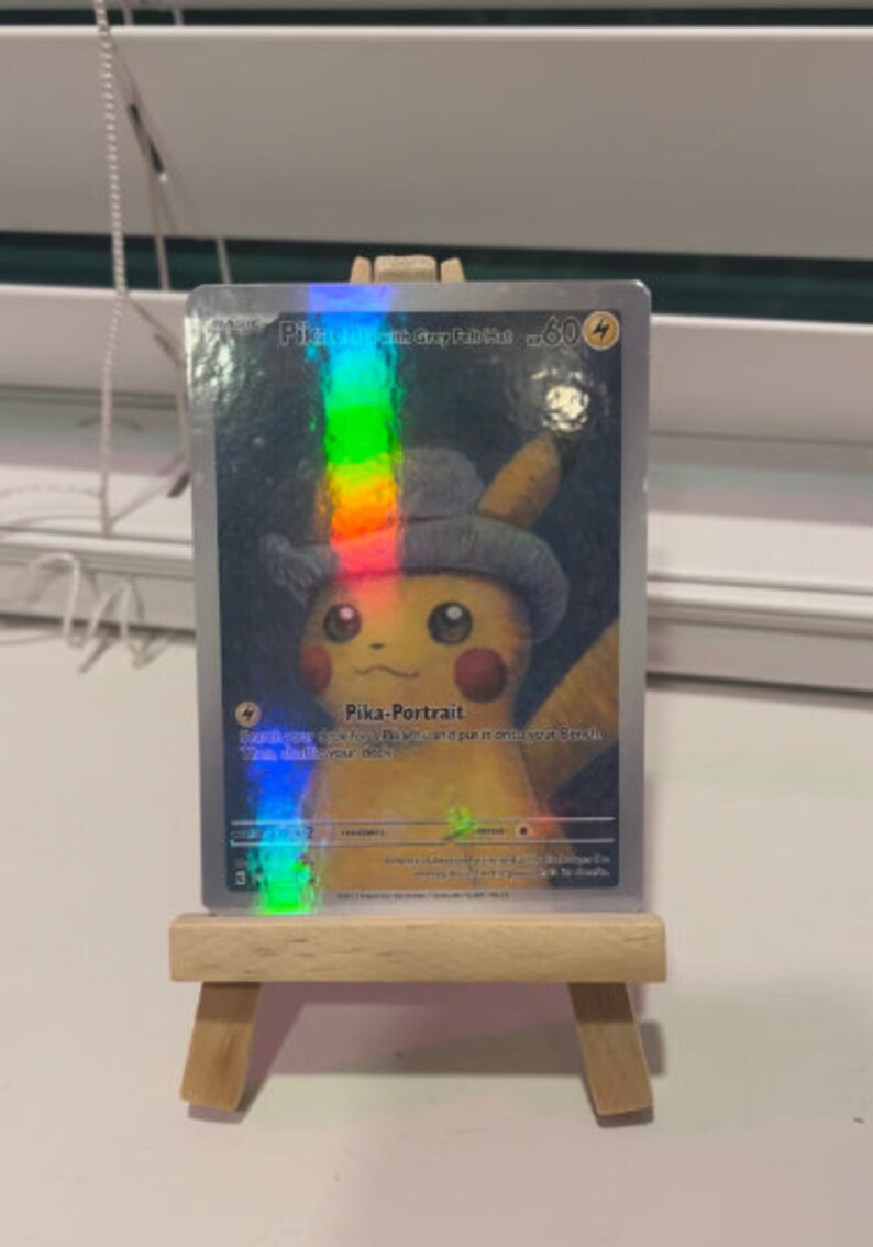Pikachu Van Gogh Card With Grey Felt Hat Pokemon Anime Trading Card ...