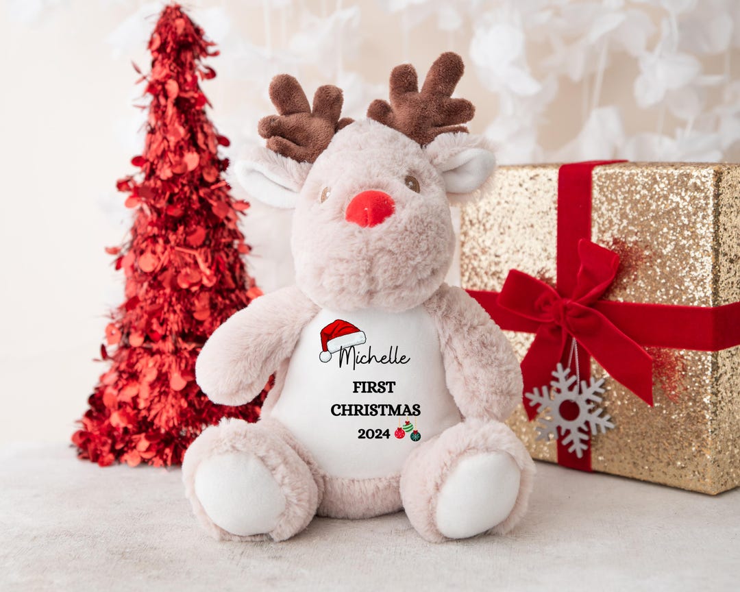 Personalized Rudolph Reindeer Plush Teddy Bear - Baby's 1st Christmas ...