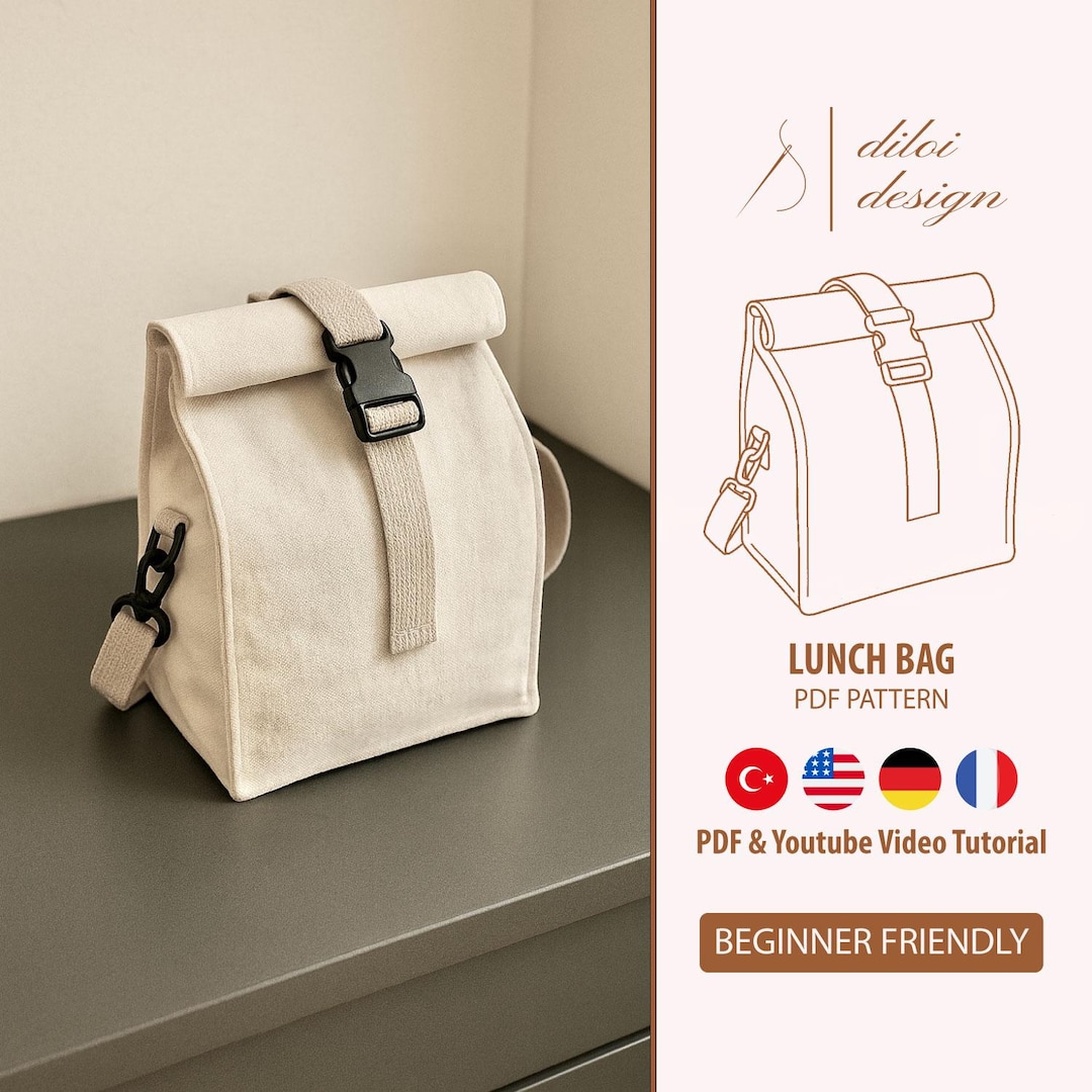 Asy Insulated Lunch Bag Sewing Pattern PDF | Reusable Lunch Tote ...