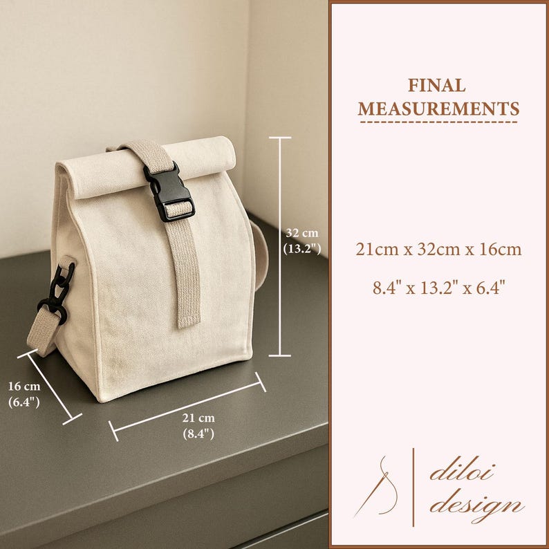 Asy Insulated Lunch Bag Sewing Pattern PDF | Reusable Lunch Tote ...