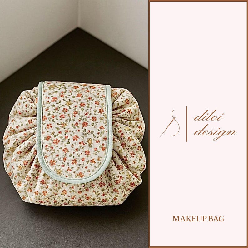 Easy Drawstring Makeup Bag Sewing Pattern PDF | No Zipper | Beginner ...