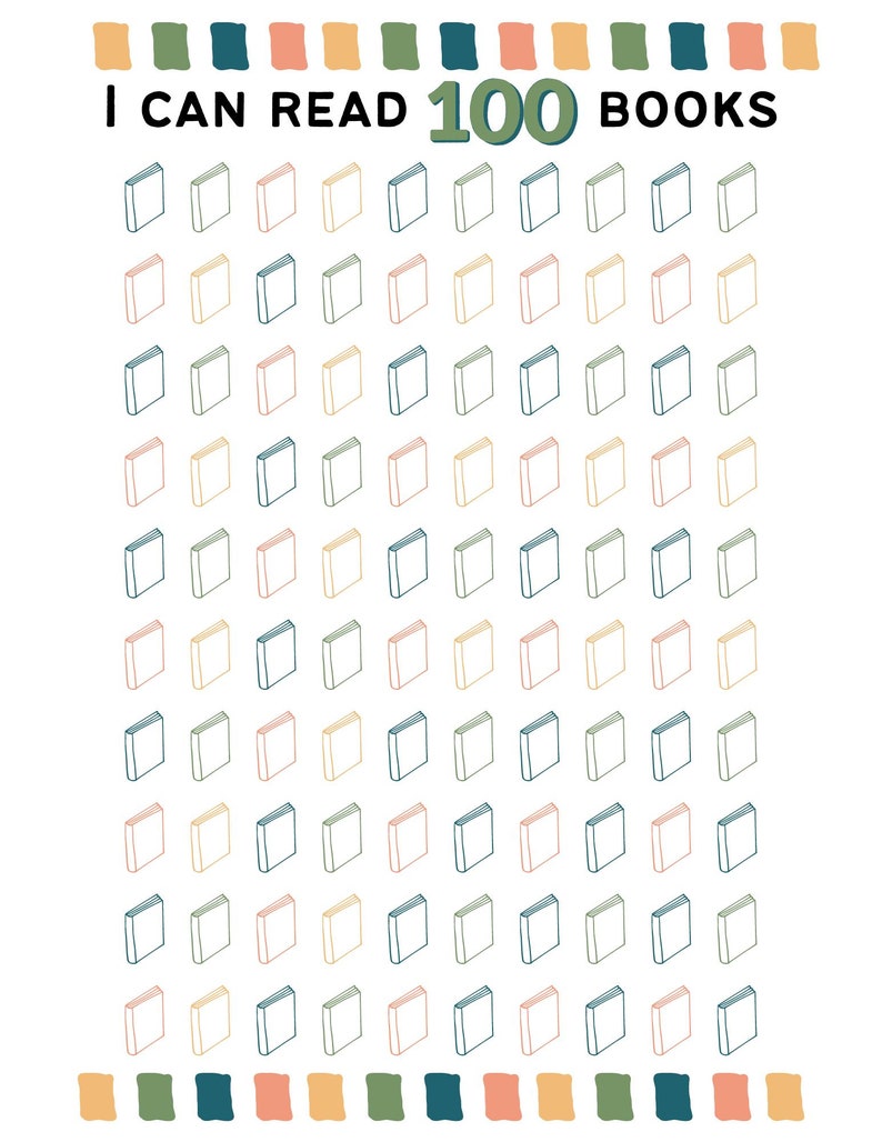 Reading Chart Printable, I Can Read 100 Books, Book Chart, Reading ...