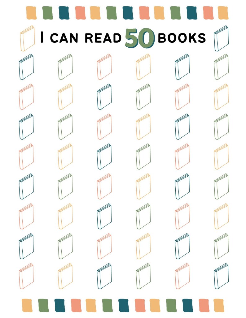 Reading Chart Printable, I Can Read 50 Books, Book Chart, Reading ...