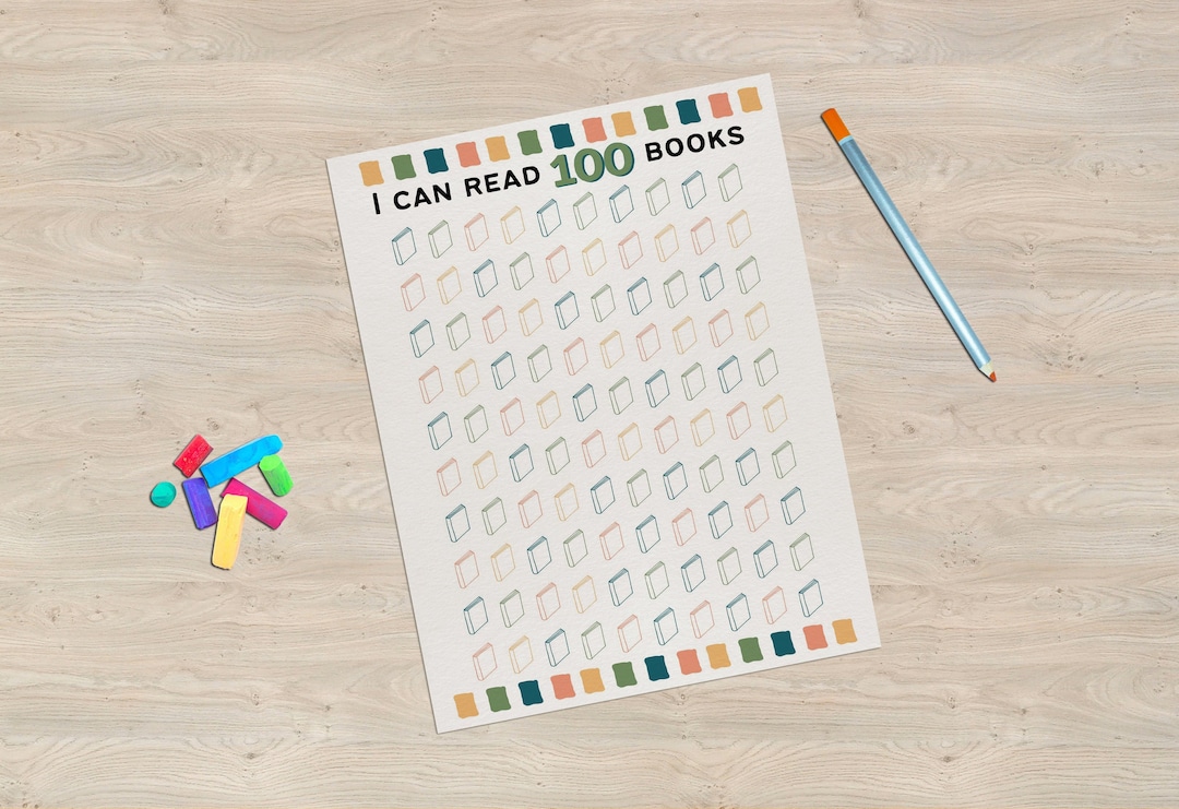 Reading Chart Printable, I Can Read 100 Books, Book Chart, Reading ...
