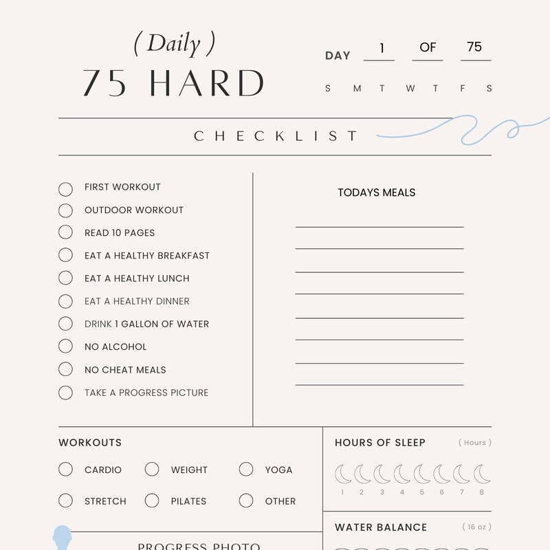 75 Hard Printable - Etsy