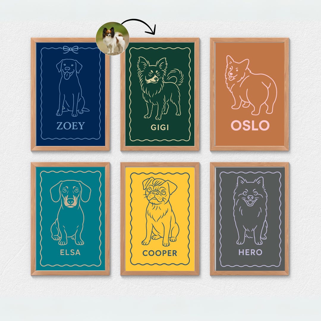 Custom Pet Portrait: Quirky Retro Line Art (digital File) - Etsy