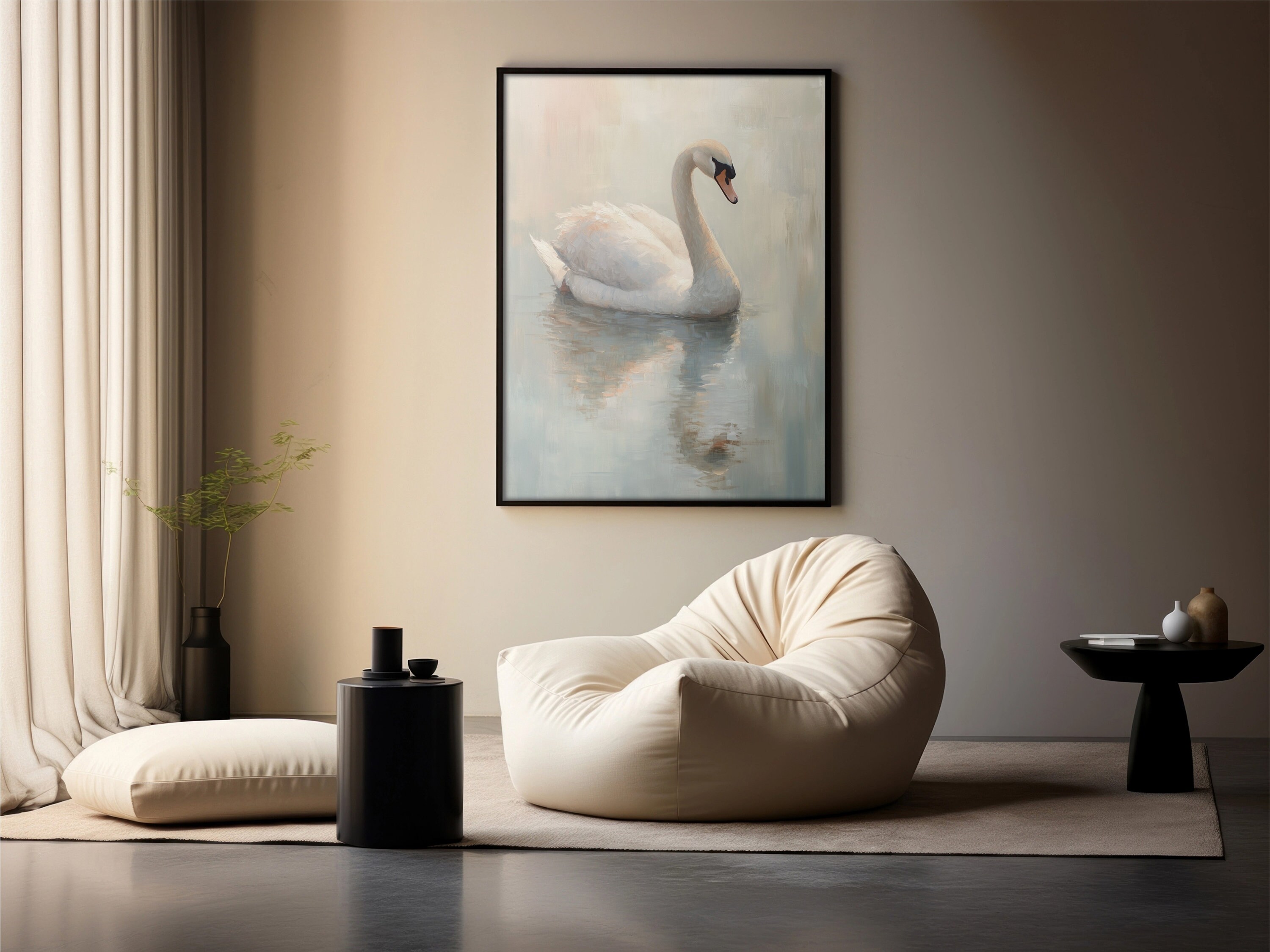 Swan Print, Swan on Water Print, Animal Wall Art, Printable Wall Art ...