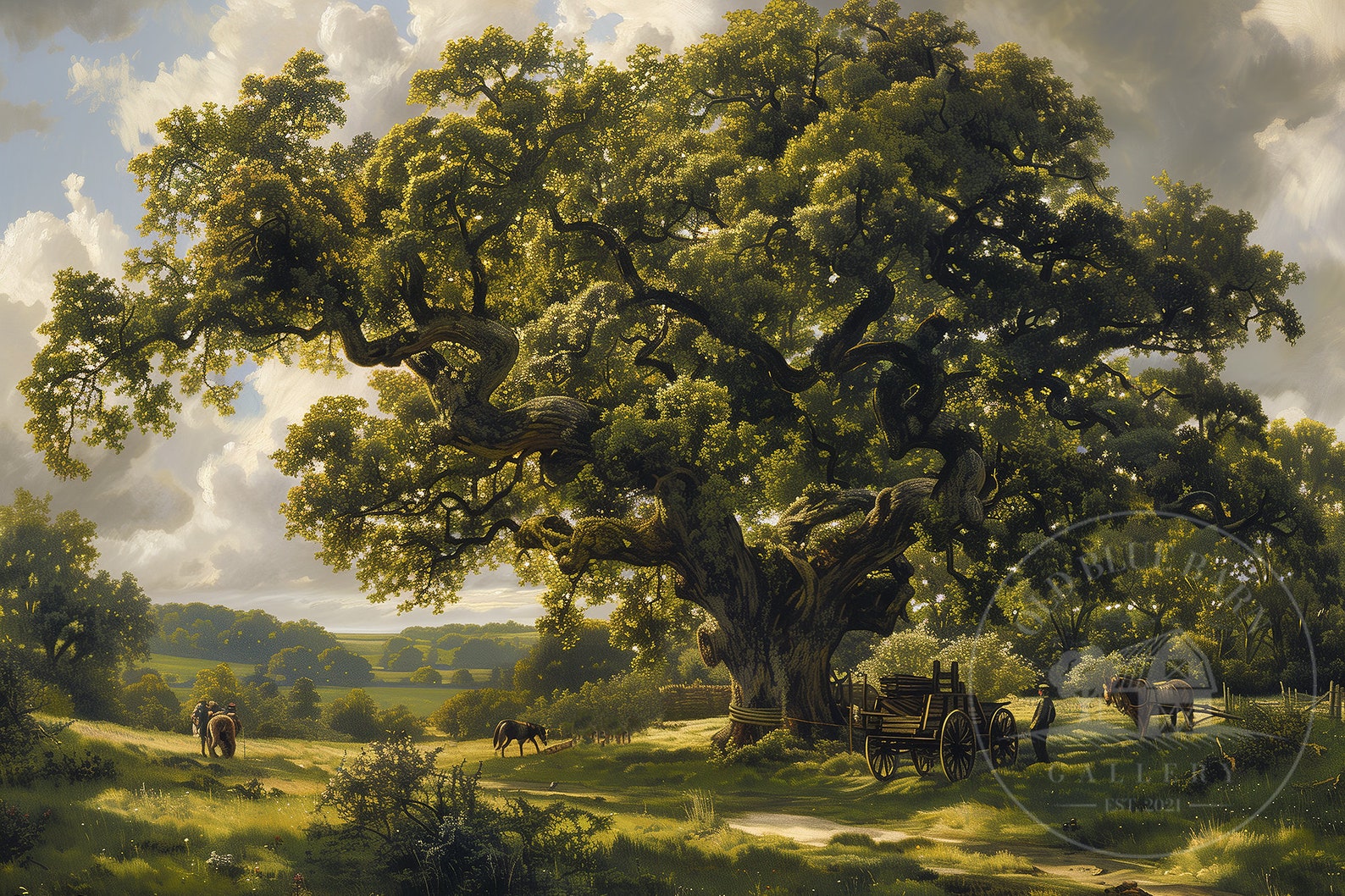 Tree Print, Landscape Print, Tree With Meadow Wall Art, Printable Wall ...