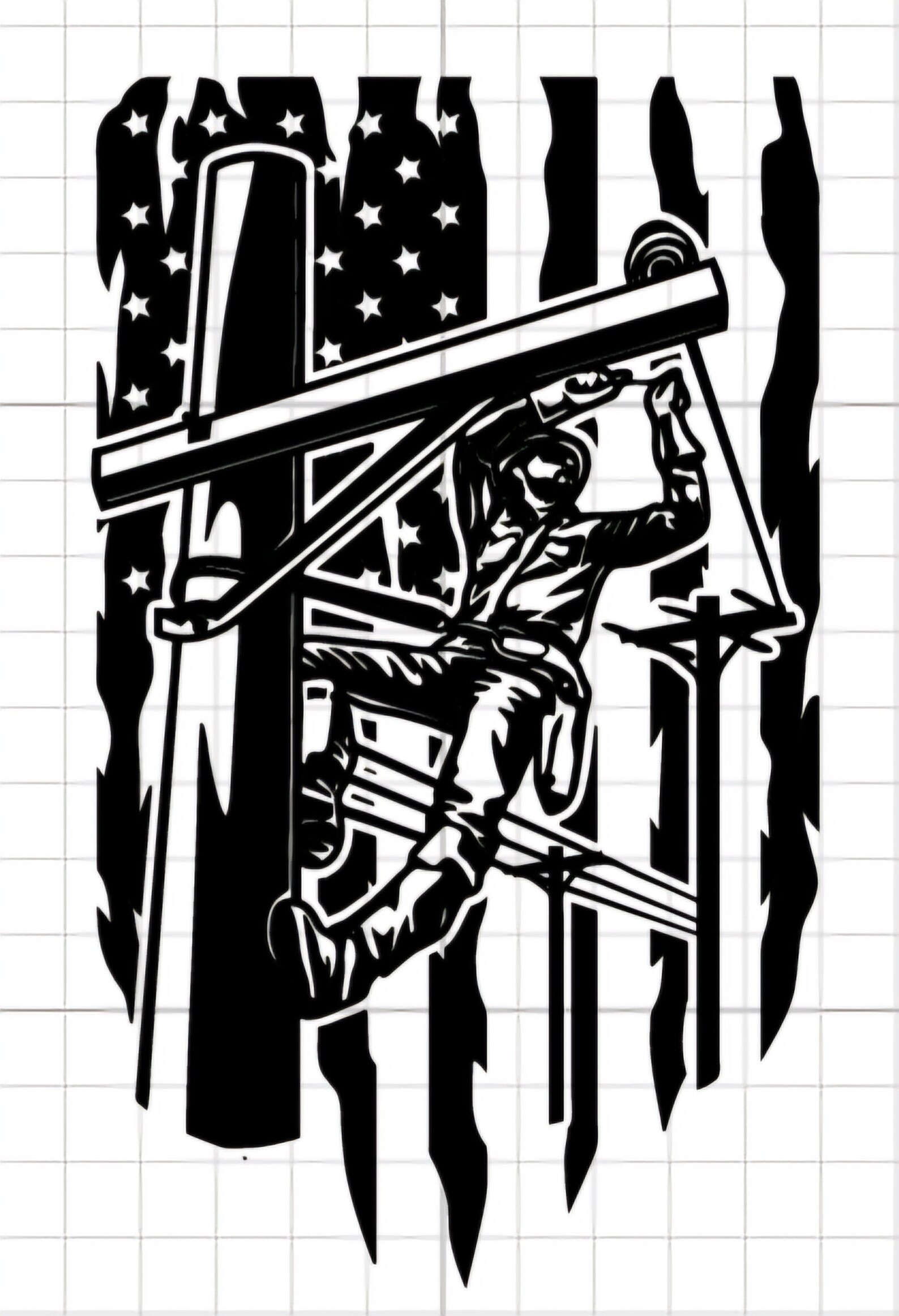 Lineman Climbing US Flag Vinyl Decal Sticker - Etsy