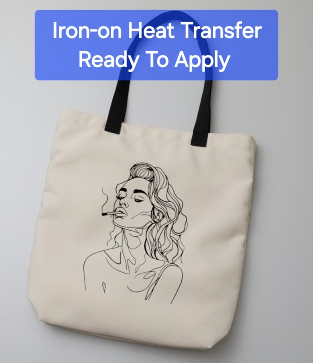 Woman Smoking Line Art Vintage. DIY, High Quality. Vinyl Heat Transfer ...
