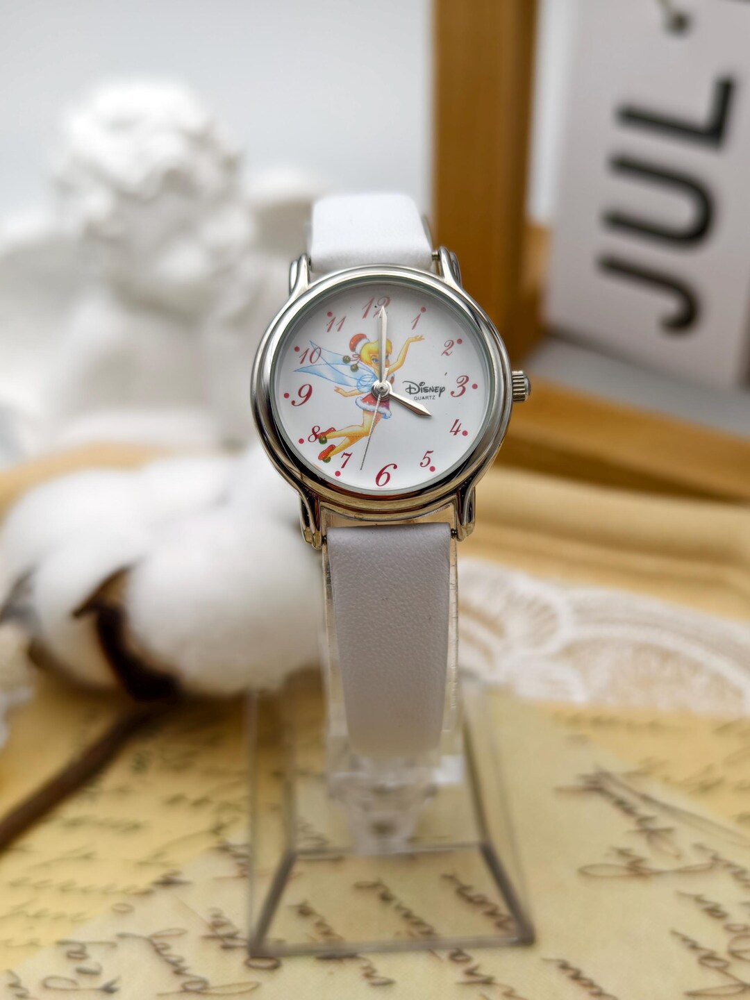 Modern Disney Tinker Bell Quartz Watch White Strap Silver Case 30mm - Etsy