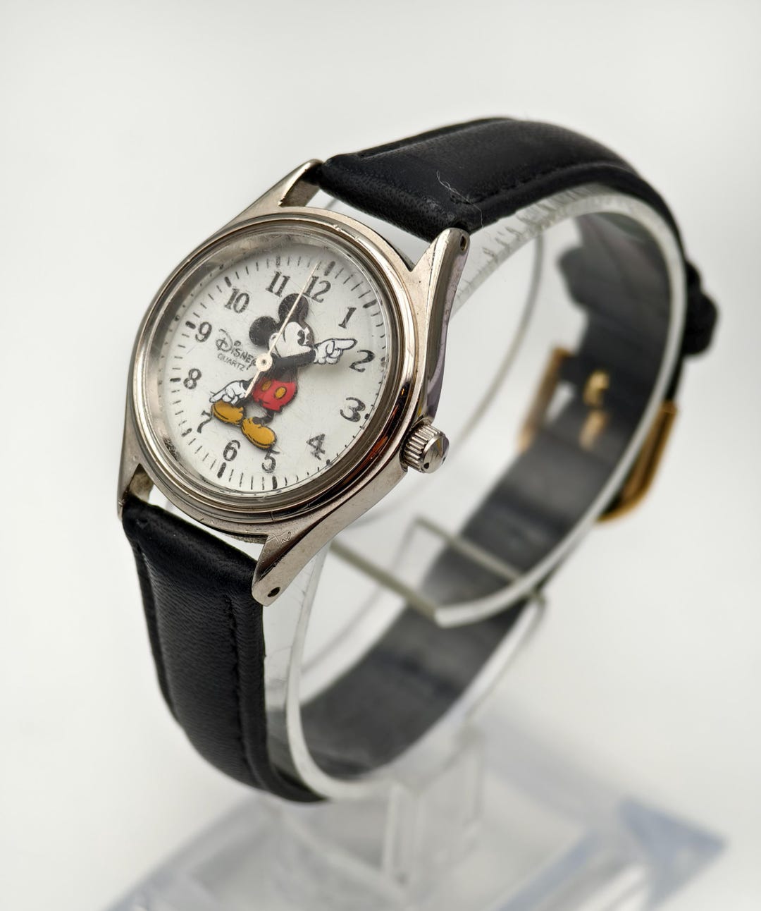 Vintage Disney Time Works Mickey Mouse Quartz Watch Stainless Steel ...