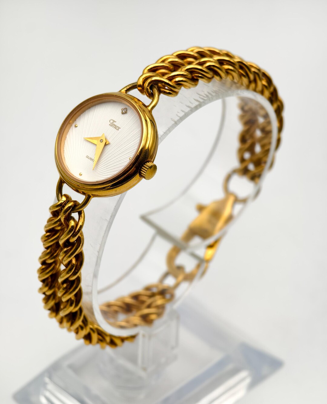 Vintage Timex Ladies Gold Tone Quartz Watch Rope Chain Bracelet - Etsy