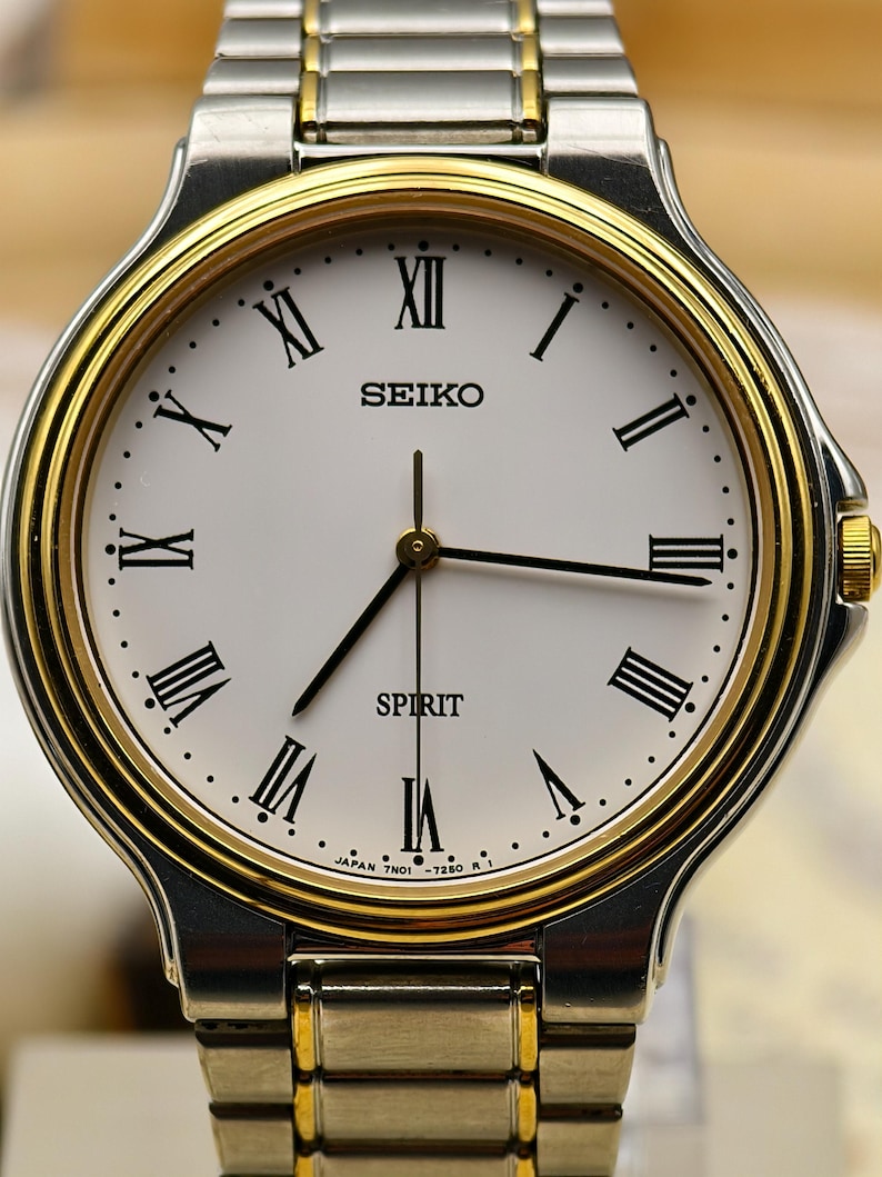 Vintage Men's Seiko Spirit Quartz Two Tone Watch 36mm Roman Dial - Etsy ...
