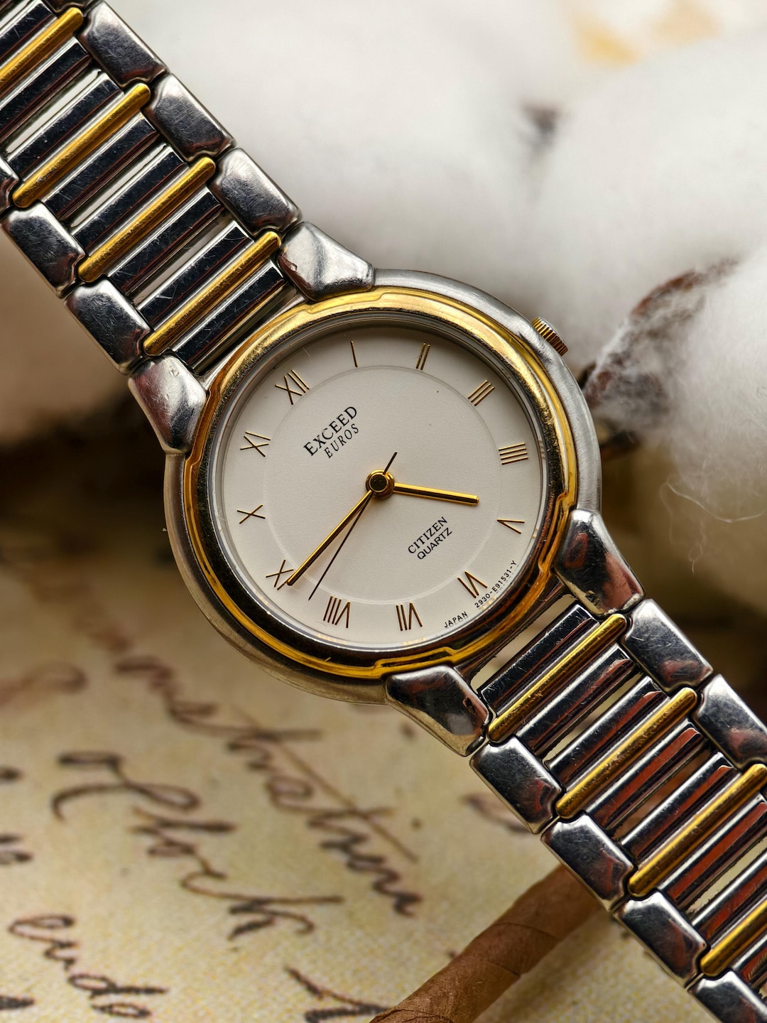 Vintage Citizen Exceed Euros Ladies Quartz Two Tone Watch 24mm Roman ...