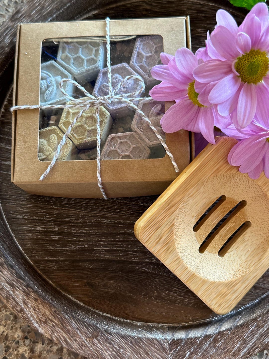 Organic Natural 8 Pack Gift Box & Steamer Dish and 6 Oz Bag Mini Shower ...