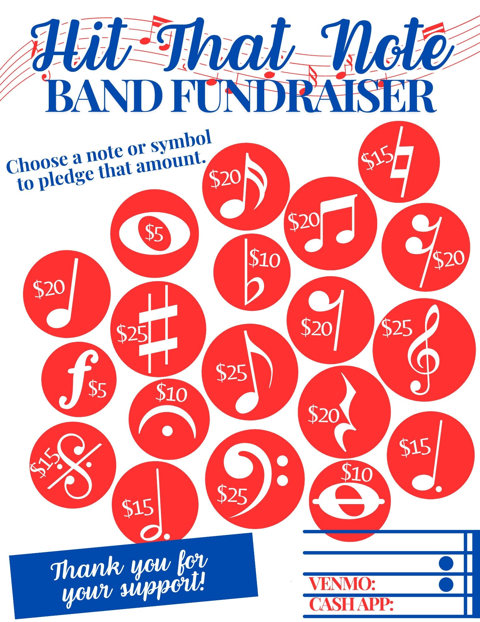 Band Fundraiser Printable Digital Download | "hit That Note" | Canva ...