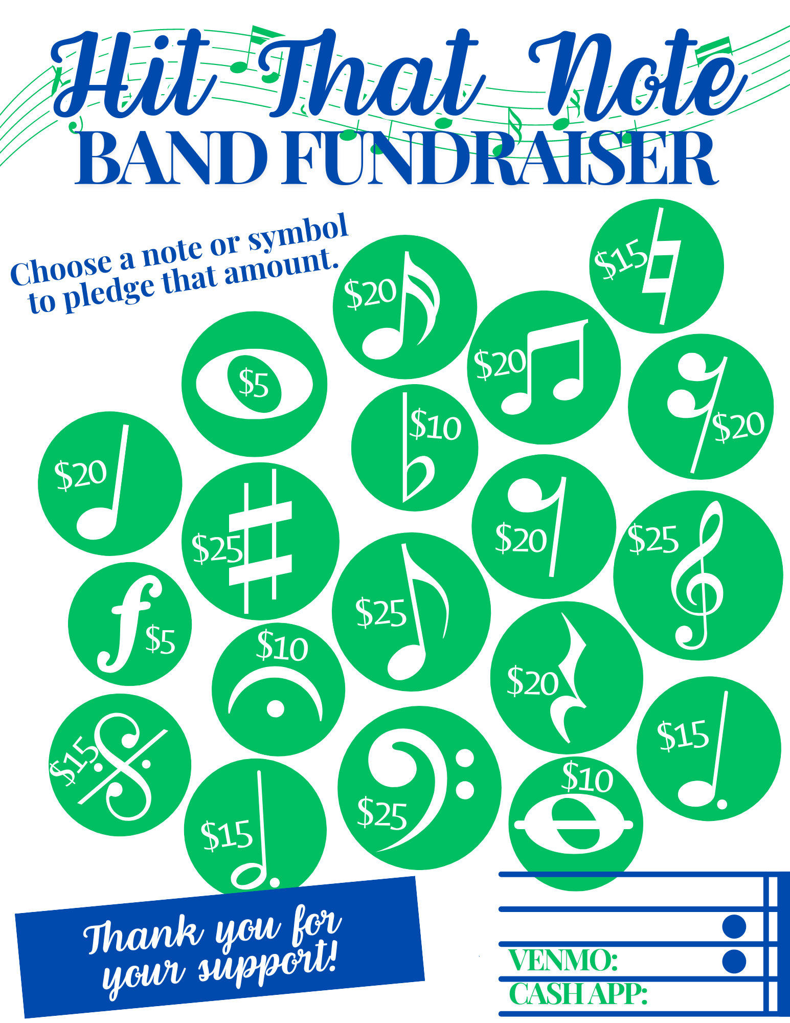 Band Fundraiser Printable Digital Download | "hit That Note" | Canva ...