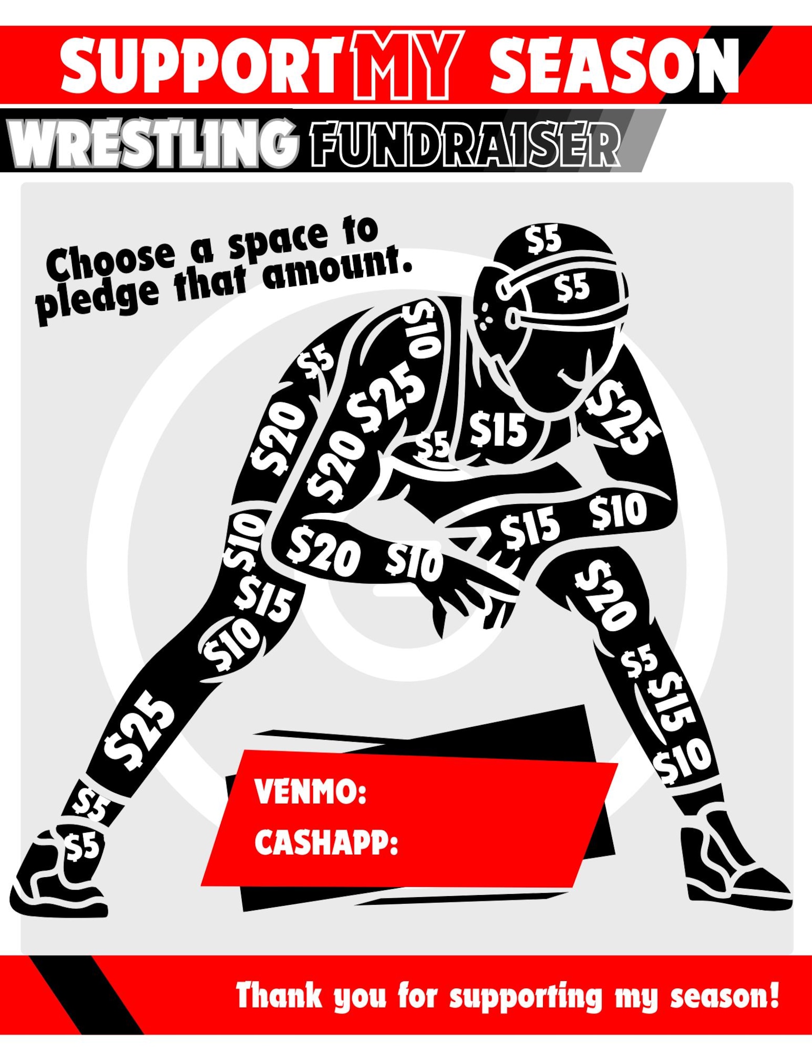Wrestling Fundraiser: Fill My Wrestler Printable - Canva Template ...