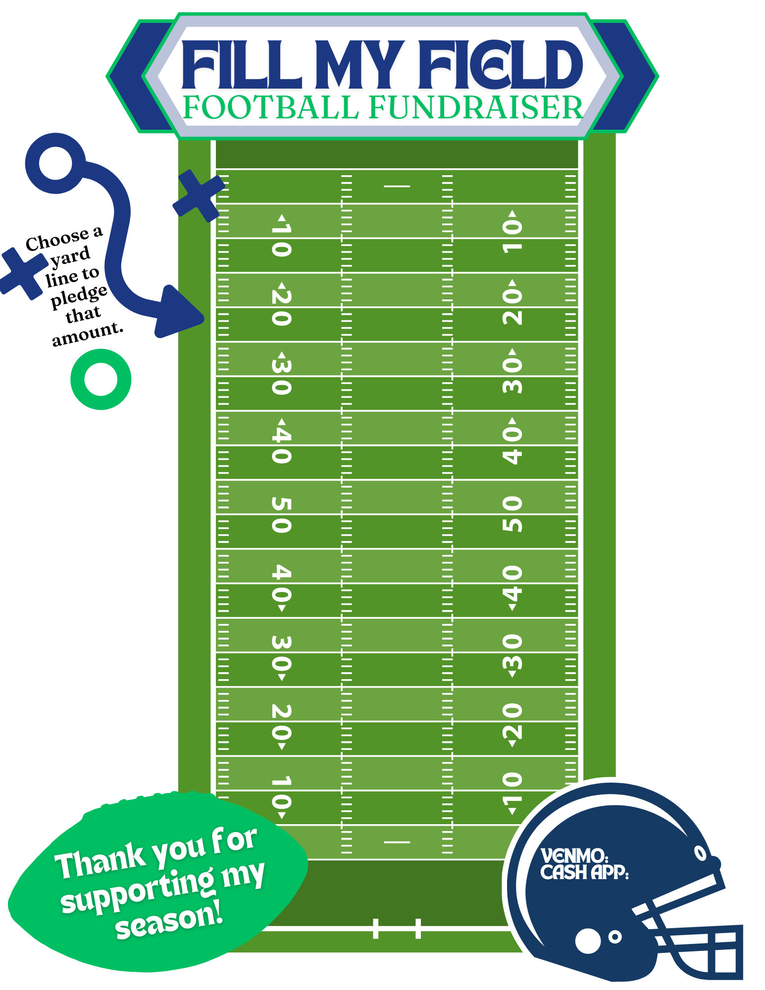 Football Printable Fundraiser Sheet | Fill My Field With BONUS Fill My ...