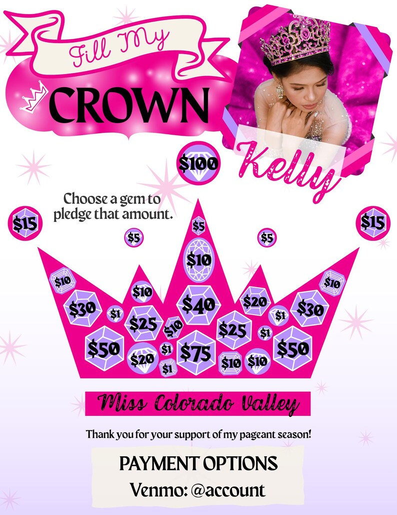 Fill My Crown Printable Pageant Fundraiser | Customizable in Canva - Etsy