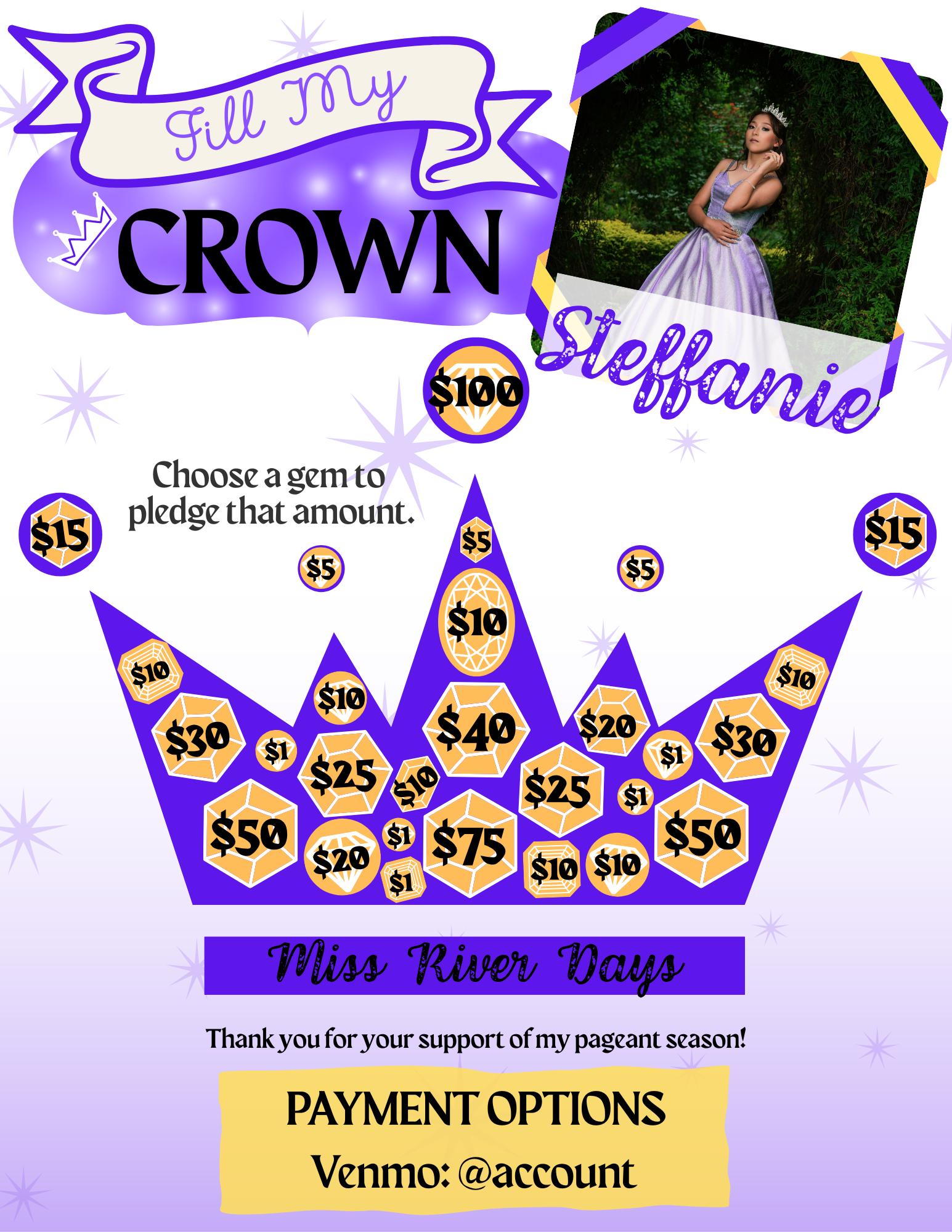 Fill My Crown Printable Pageant Fundraiser | Customizable in Canva - Etsy