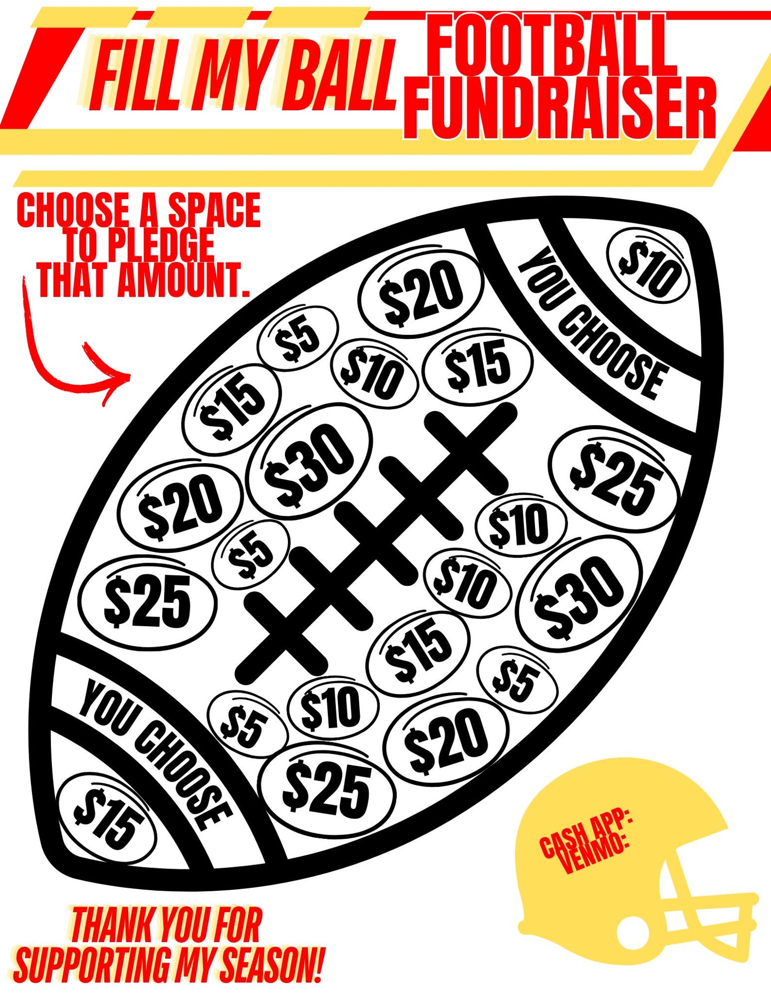 Fill My Football Printable Fundraiser | Football Fundraising Sheet ...