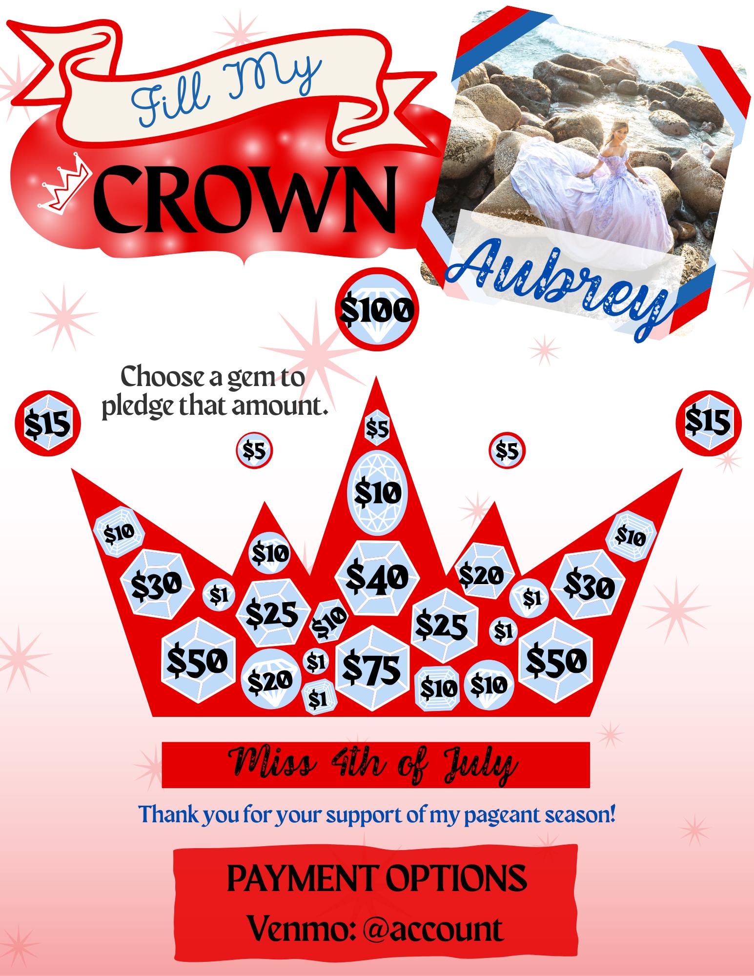 Fill My Crown Printable Pageant Fundraiser | Customizable in Canva - Etsy