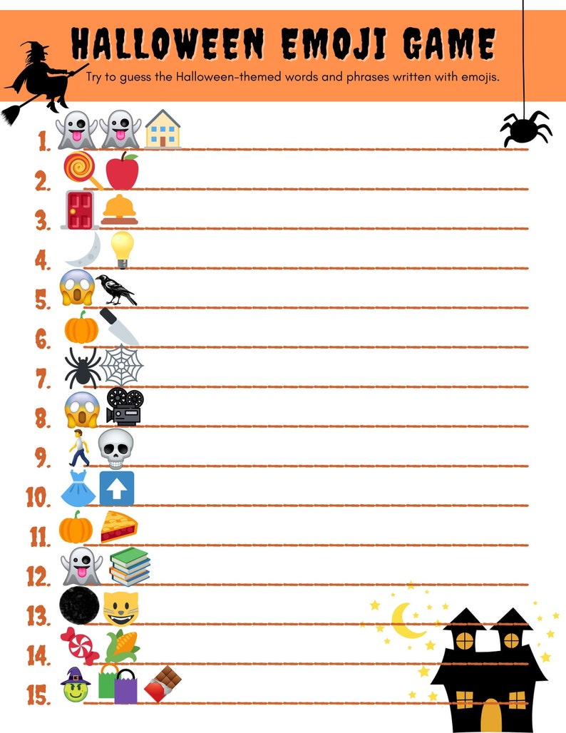 Printable Halloween Emoji Game Digital Download - Etsy