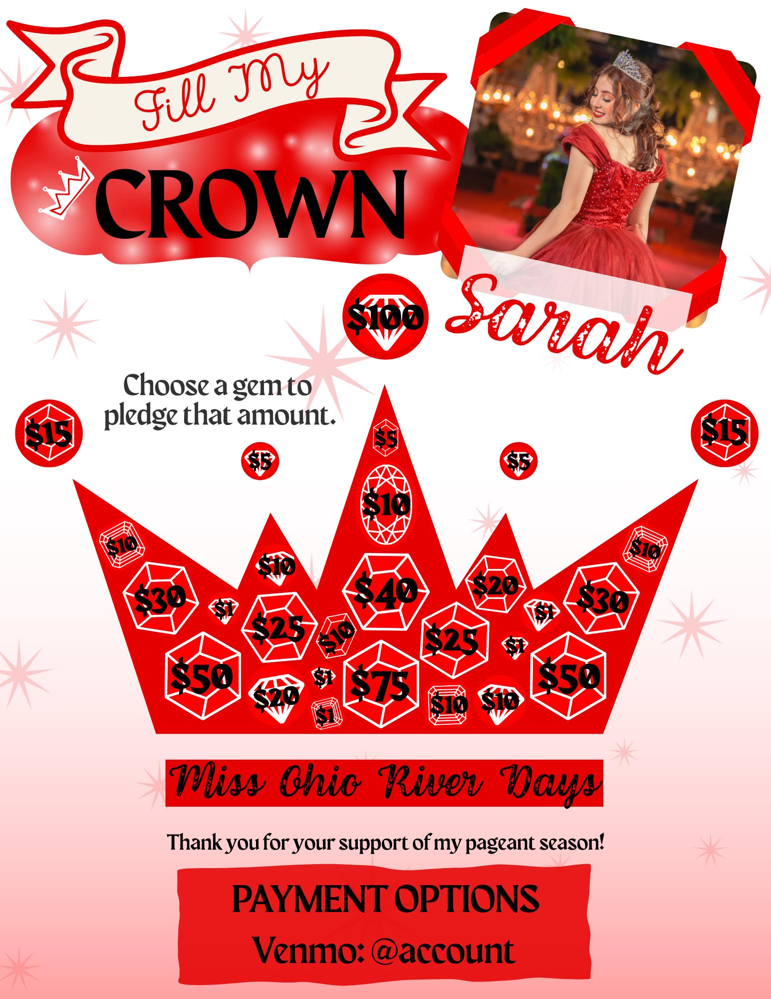 Fill My Crown Printable Pageant Fundraiser | Customizable in Canva - Etsy