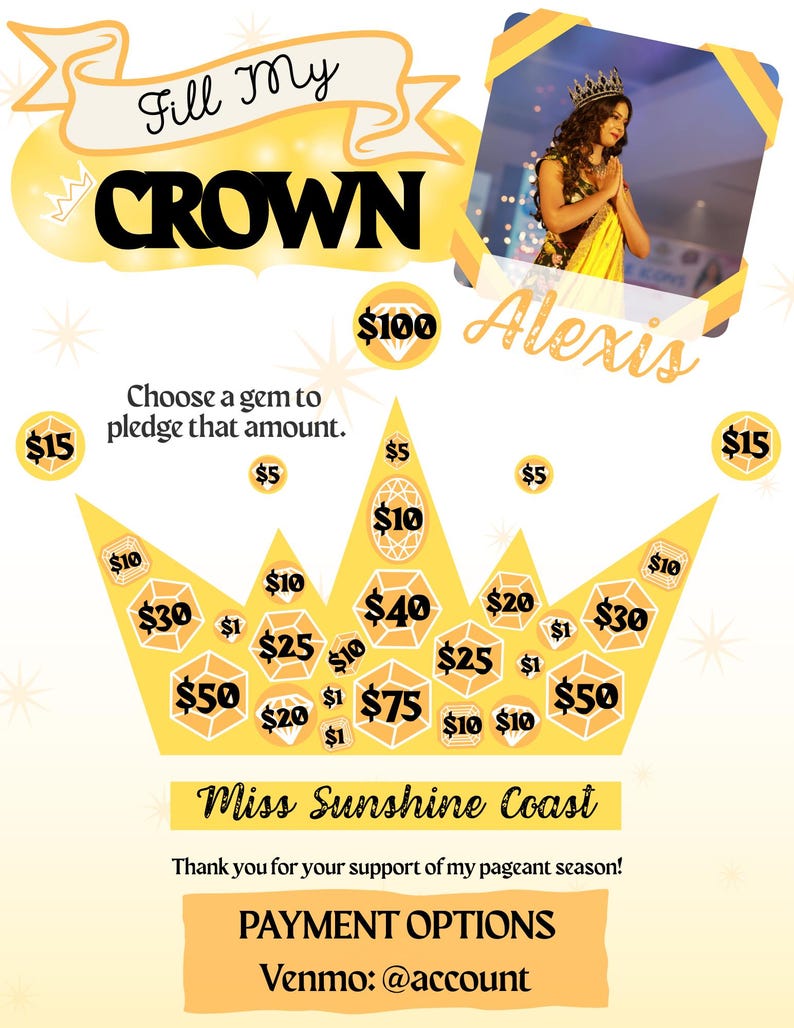 Fill My Crown Printable Pageant Fundraiser | Customizable in Canva - Etsy