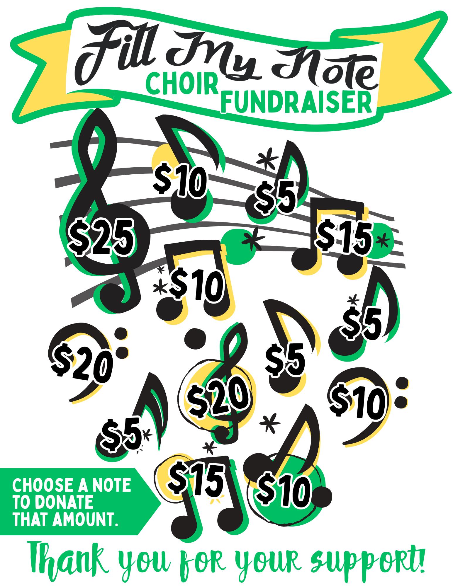 Choir Fundraiser | Customizable, Printable "fill My Note" Fundraising ...