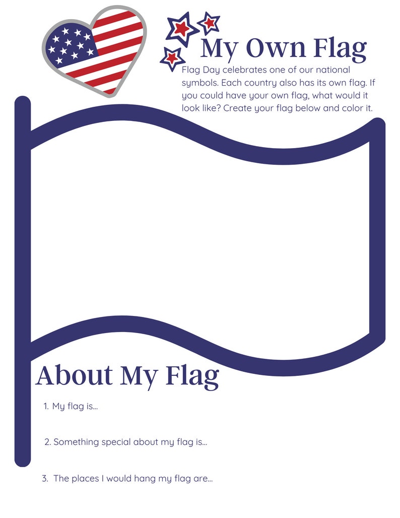 Printable Flag Day Activity Worksheet Pack PDF and PDF - Etsy