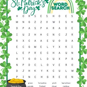 St. Patrick's Day Leprechaun Name Game and Word Search Printable ...