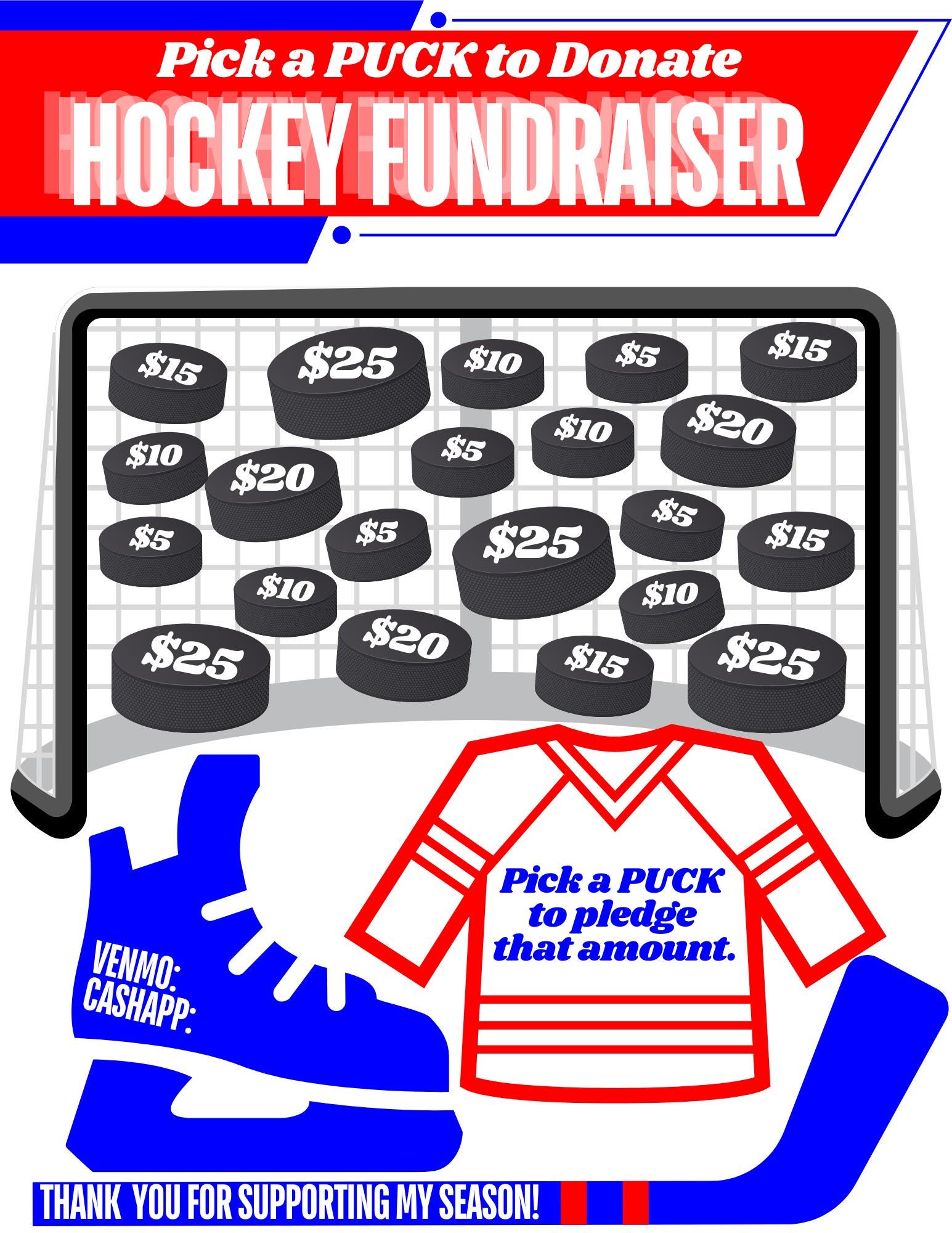 Ice Hockey Printable Fundraiser | Pick a Puck Digital Download ...