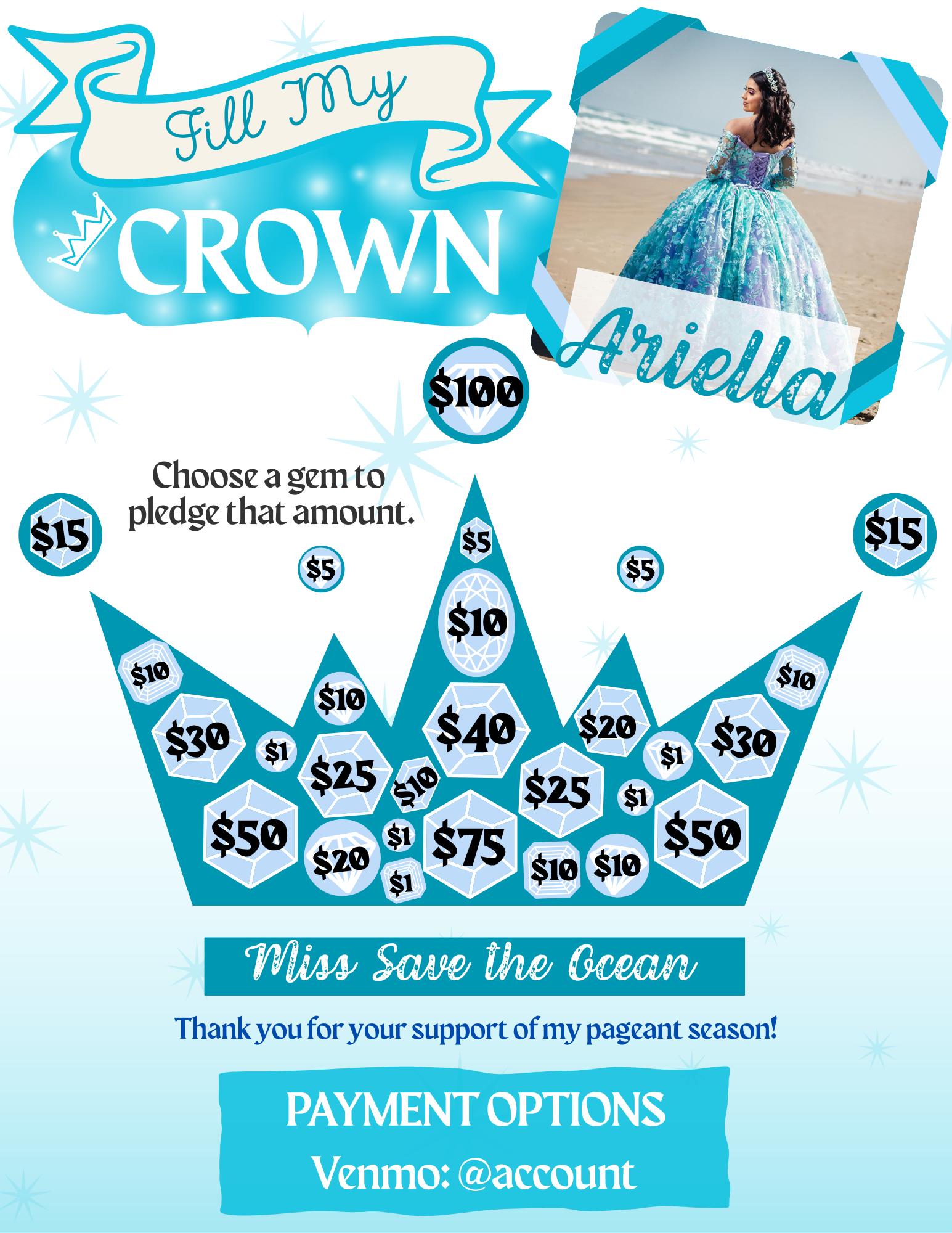 Fill My Crown Printable Pageant Fundraiser | Customizable in Canva - Etsy