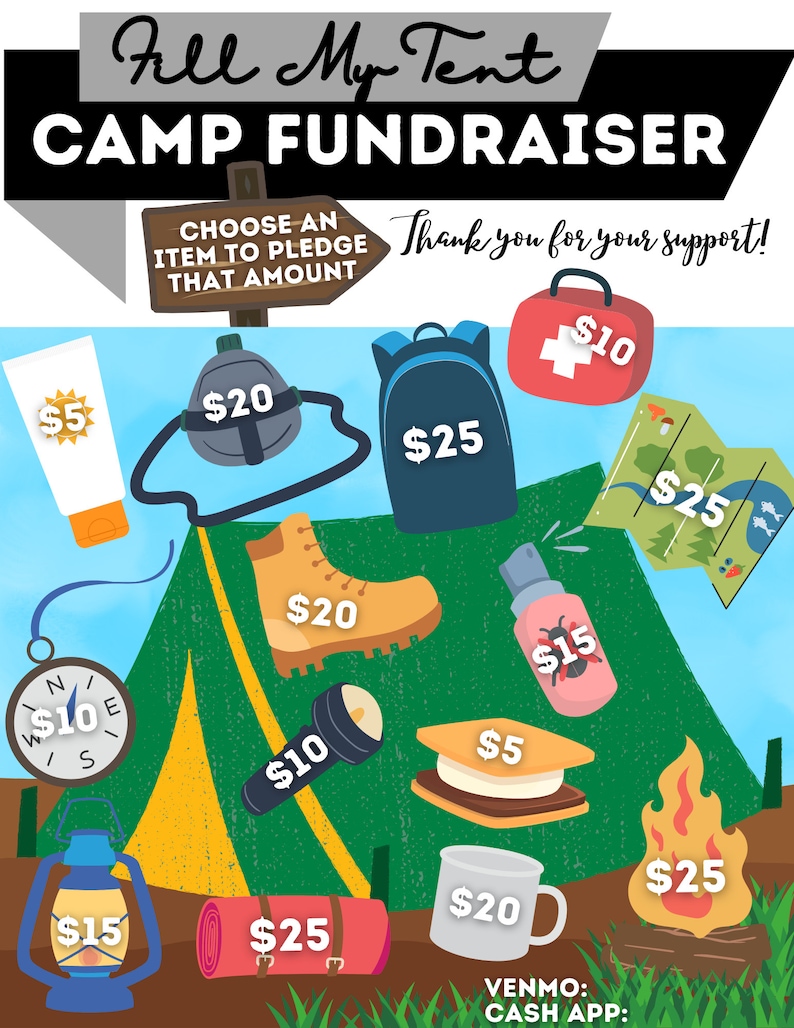 Camp Fundraiser Printable Customizable fill My Tent Printable Camp ...