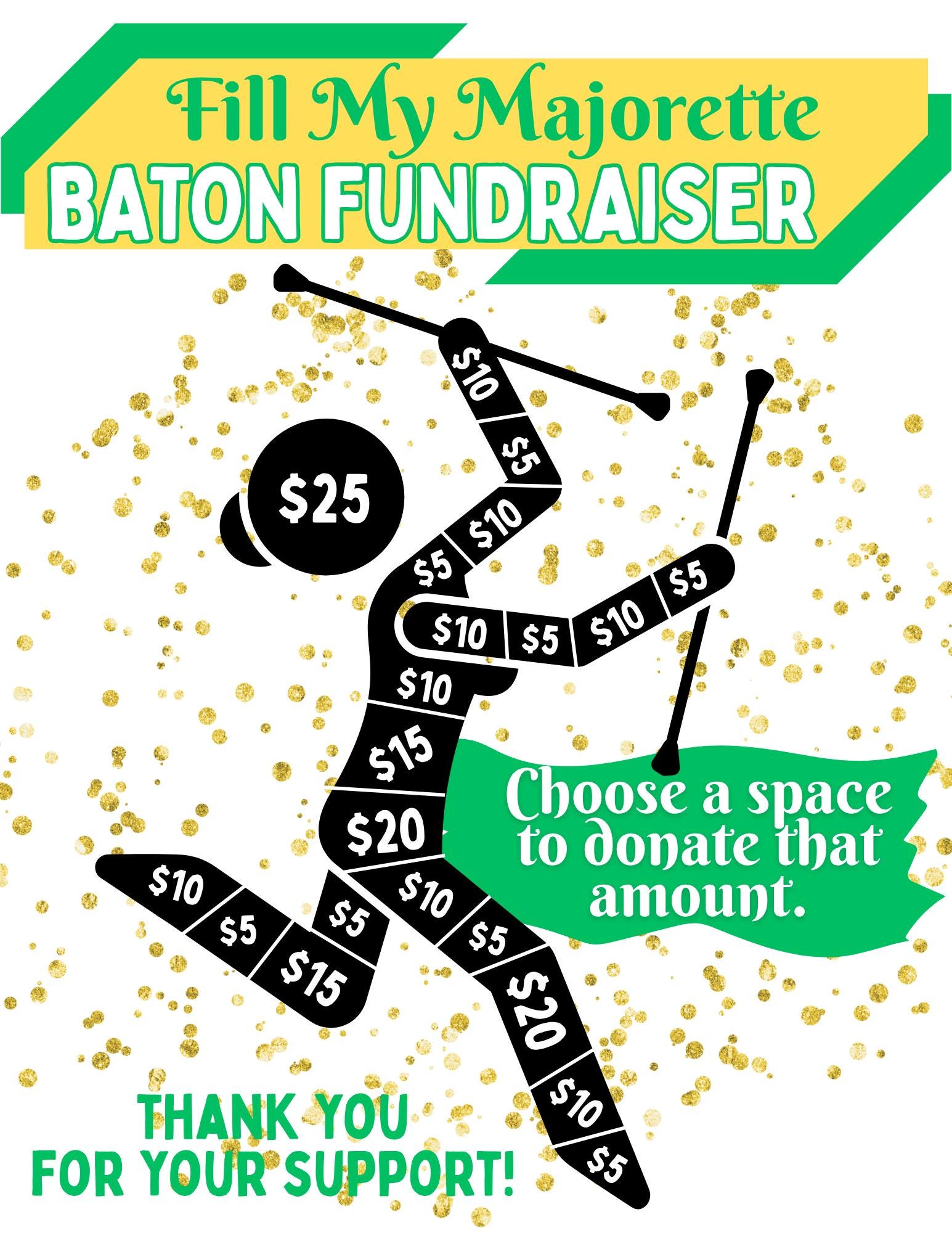 Majorette Baton Fundraiser: Customizable Printable Sheet (canva ...