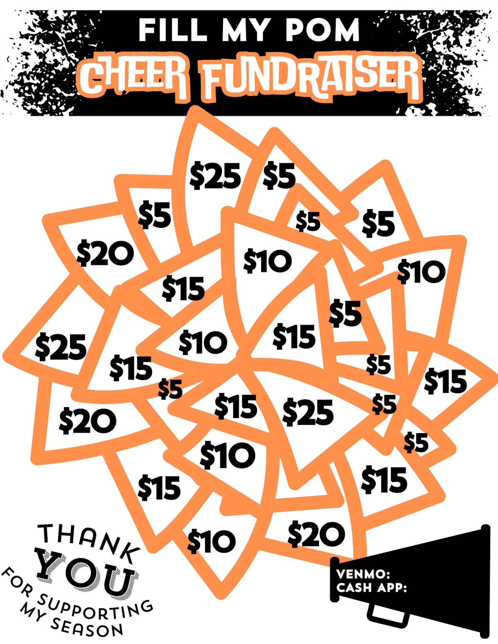 Cheer Fundraiser: Fill My Pom Printable, Customizable Canva Template ...