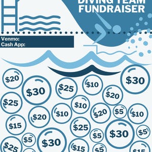 Swim & Dive Team Fundraiser: Fill My Pool, Pledge Tracker (canva ...