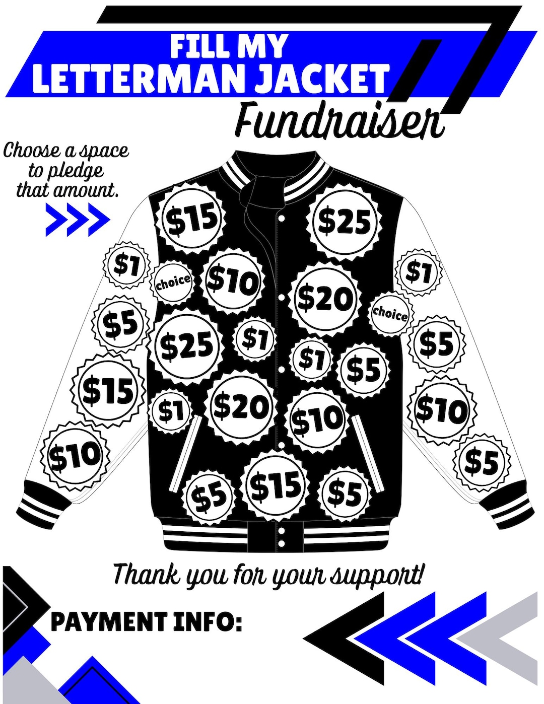 Letterman Jacket or Varsity Jacket Printable Fundraiser | Customizable ...