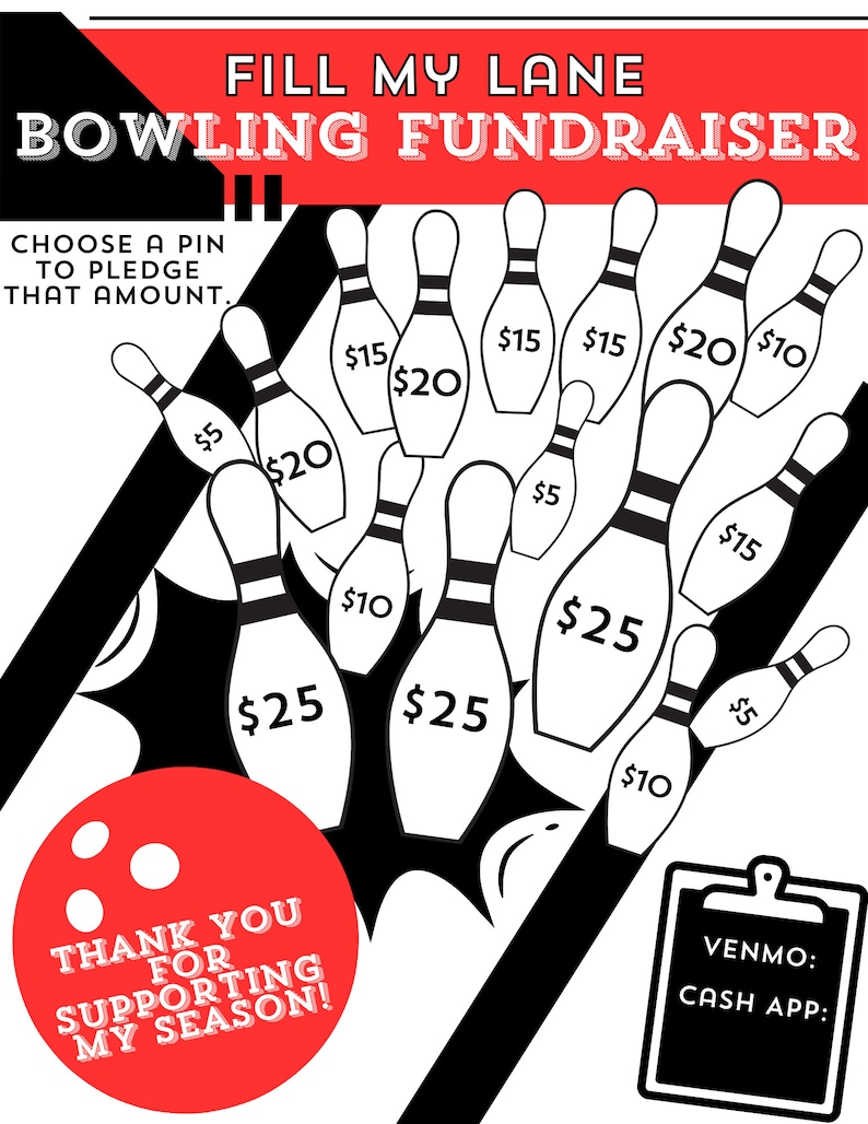 Fill My Lane Printable Bowling Fundraiser | Canva Template, PDF, PNG ...
