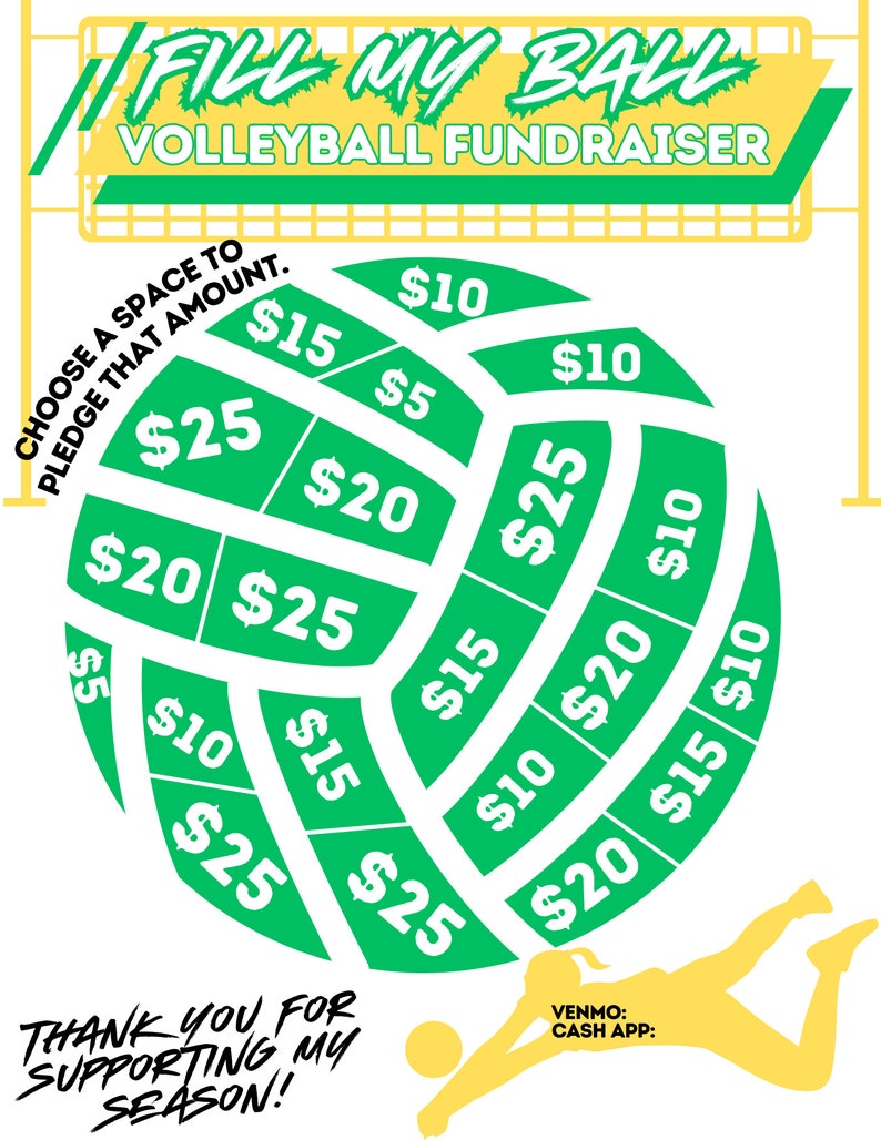 Volleyball Printable Fundraiser | Digital Download Fill My Ball ...