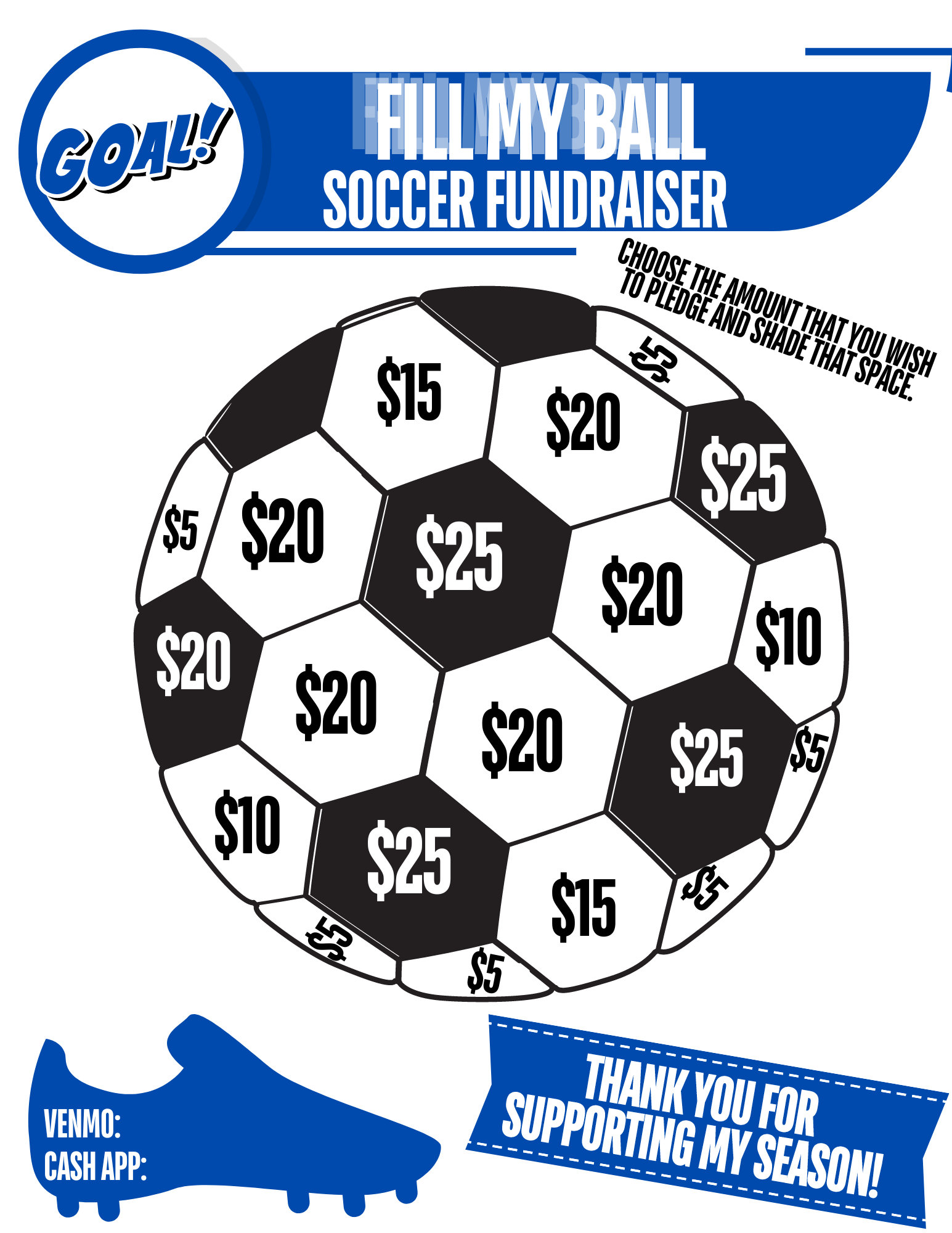 Printable Soccer Fundraiser: Fill My Ball, Pledge Tracker (canva ...